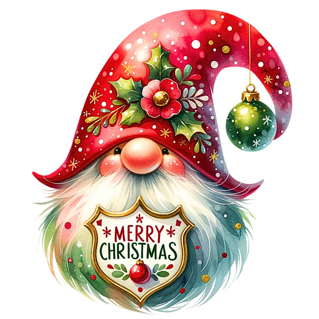 3 Christmas Gnome Heads PNG Bundle Cute Festive Gnome Clipart Whimsical ...