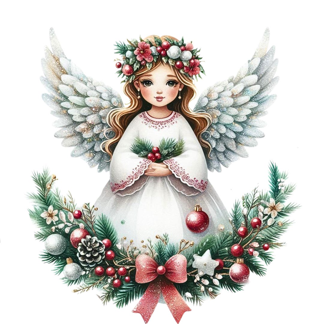 Christmas Angel Watercolor Clipart PNG Bundle I Card Making I Holiday ...