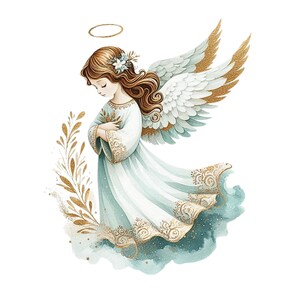 Christmas Angel Watercolor Clipart PNG Bundle I Card Making I Holiday ...