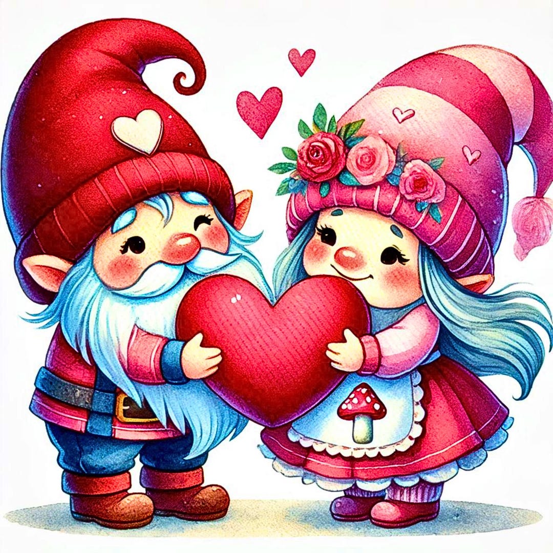 Valentines Day Gnome Clipart PNG Bundle I High-quality Valentine Cute ...