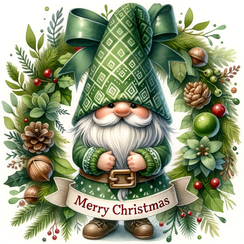 5 Christmas Gnomes PNG in Red & Green Festive Holiday Gnome Clipart ...