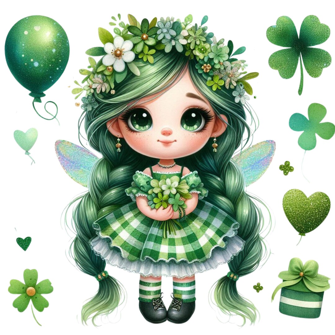 St. Patrick's Day Fairy Clipart Bundle I St. Patrick's Day Fairies Pngs ...