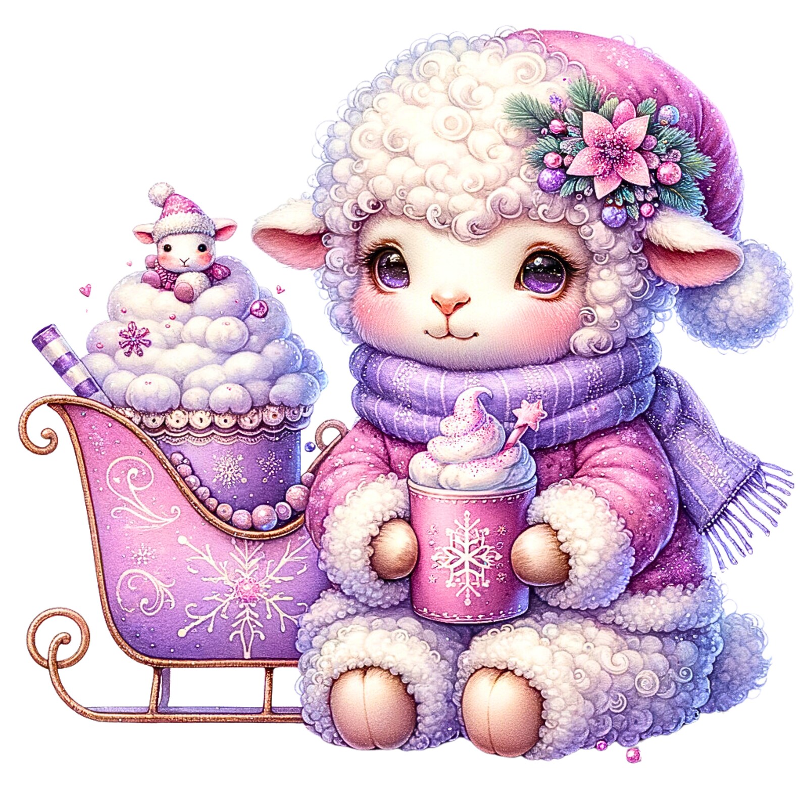 Cute Christmas Sheep Clipart PNG Bundle | 5 Festive Sheep Designs ...