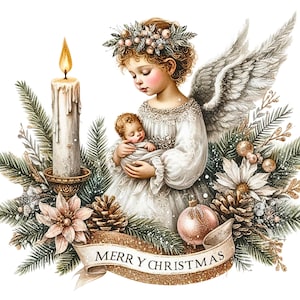 Christmas Angel Clipart Bundle for Holiday Designs I Traditional ...
