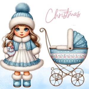 Winter Cute Girls Set of 6 Pngs Clipart Commercial Use Magical Winter ...