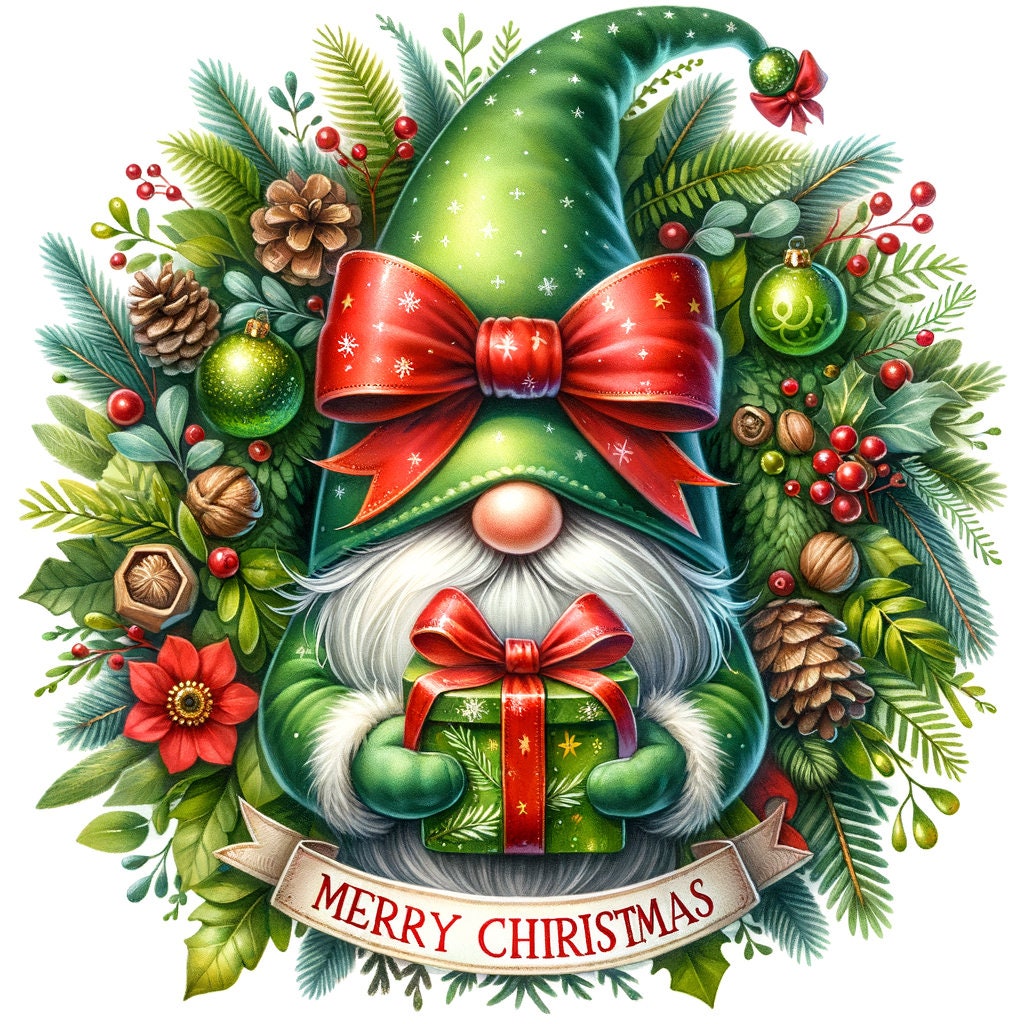 5 Christmas Gnomes PNG in Red & Green Festive Holiday Gnome Clipart ...