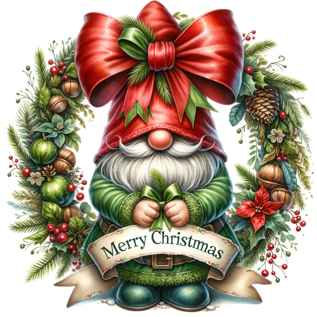 5 Christmas Gnomes PNG in Red & Green Festive Holiday Gnome Clipart ...