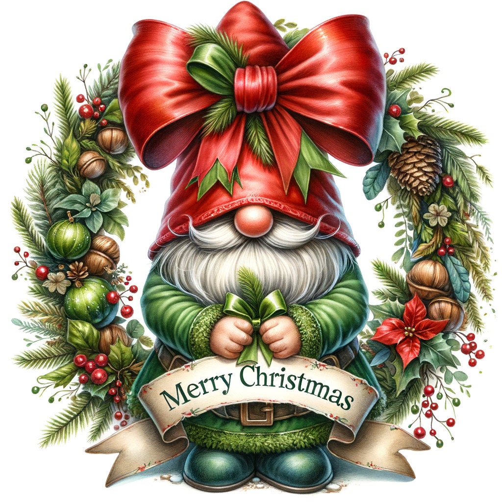 5 Christmas Gnomes PNG in Red & Green Festive Holiday Gnome Clipart ...