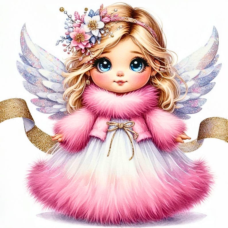 Festive Watercolor Angels Clipart Collection I Angel Clipart I Cute ...