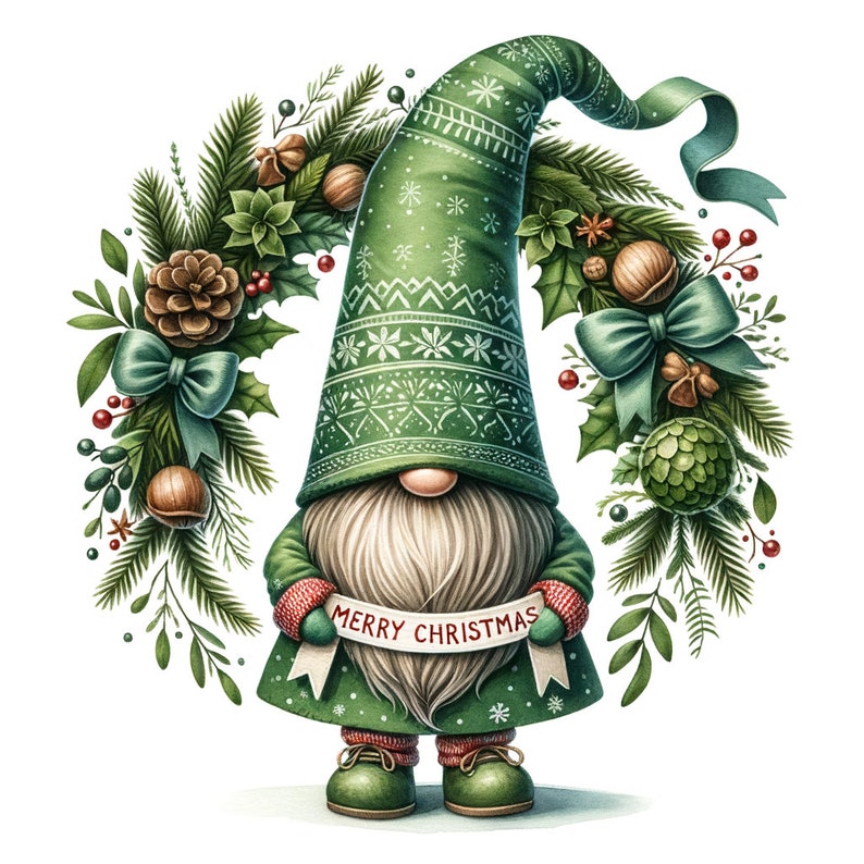5 Christmas Gnomes PNG in Red & Green Festive Holiday Gnome Clipart ...