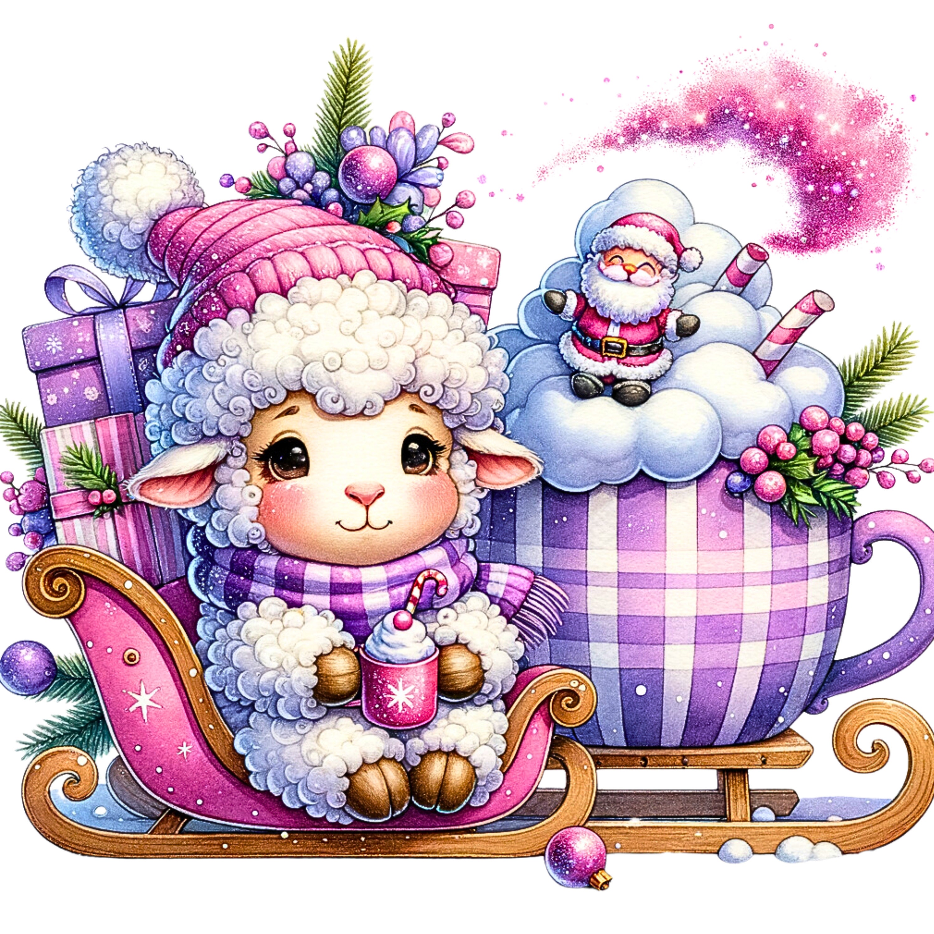 Cute Christmas Sheep Clipart PNG Bundle | 5 Festive Sheep Designs ...