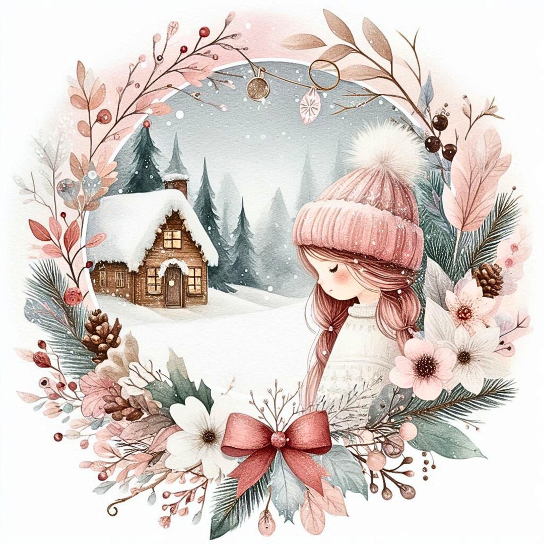 Winter Wonderland Watercolor Christmas Clipart PNG I Children's Wall ...