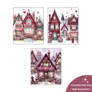 Valentine Houses Clipart Bundle I Cute Valentine Houses PNG I Paper ...
