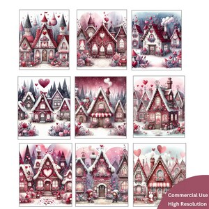 Valentine Houses Clipart Bundle I Cute Valentine Houses PNG I Paper ...