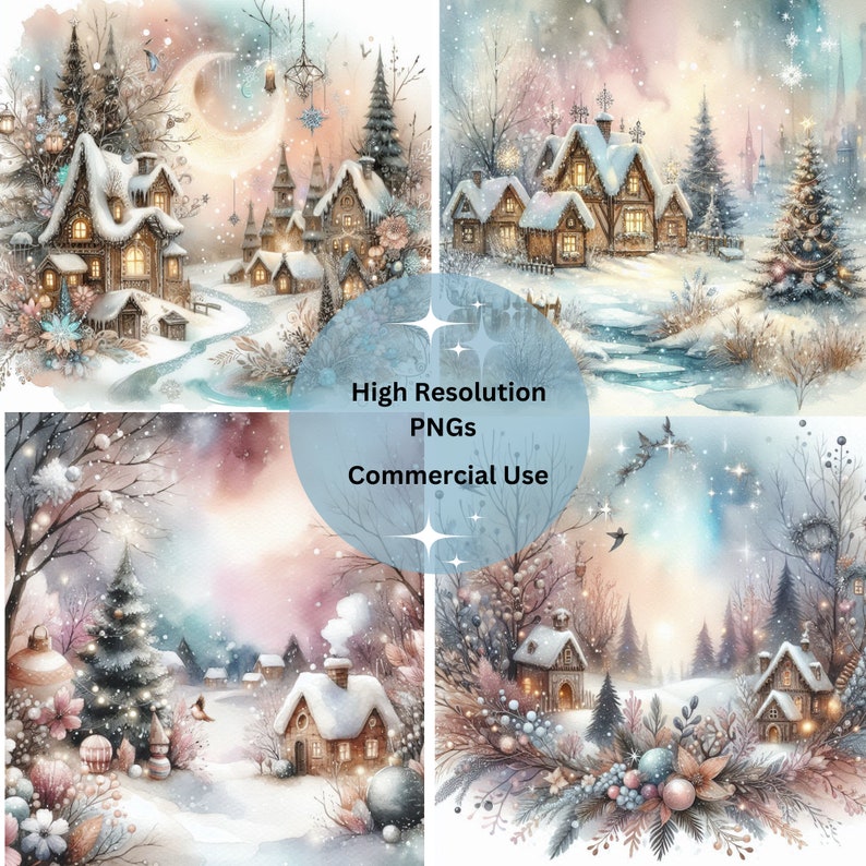 Enchanting Christmas Winter Wonderland Clipart Bundle I Magical Fantasy ...