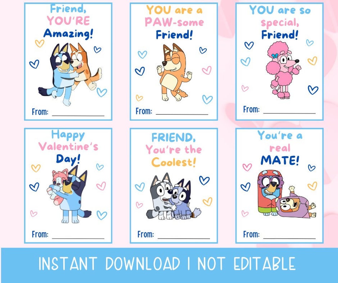 Valentine's Day Dog Cards, Kids Valentine Printable, Class Valentines ...