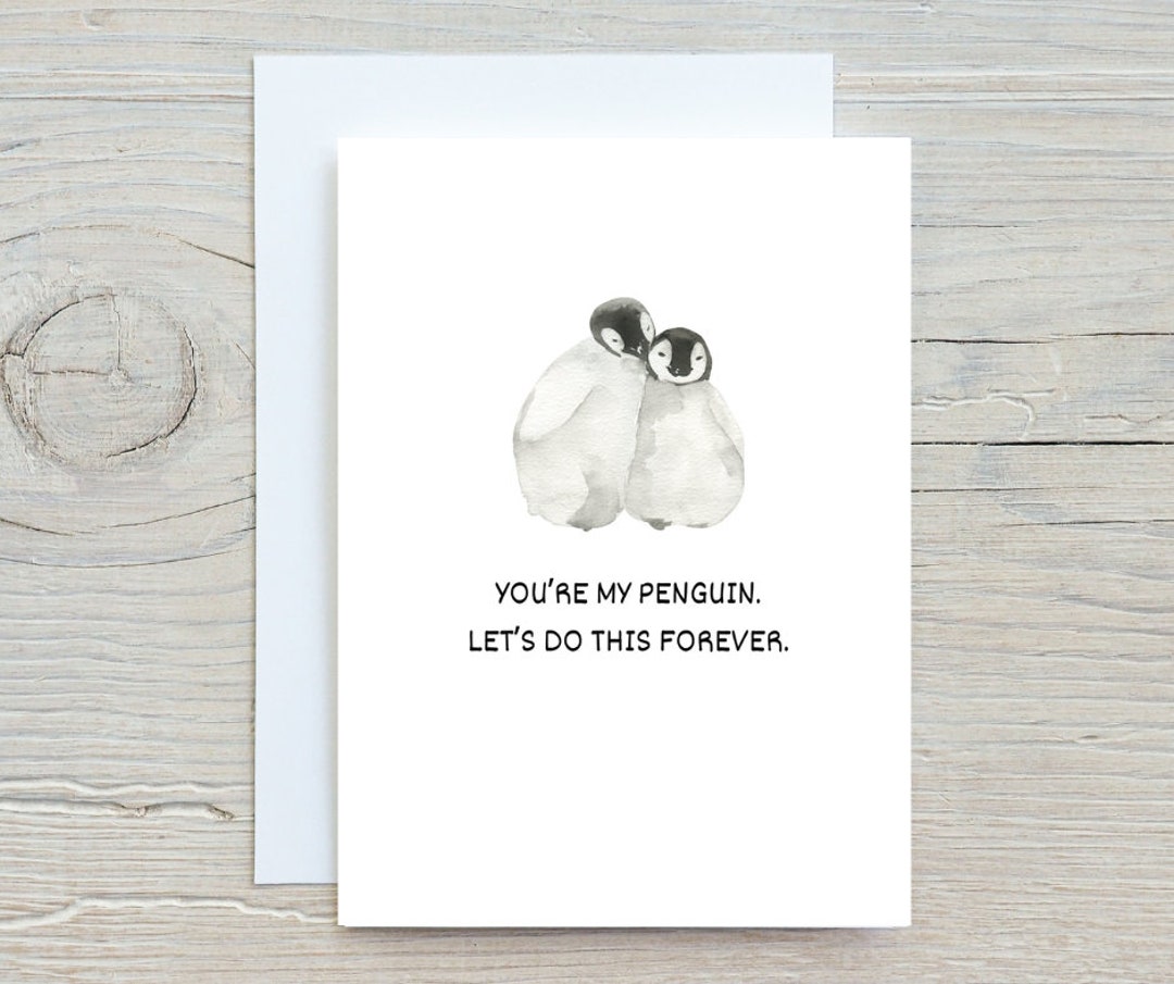 5x7 Penguin Love Card | Couple Card | Anniversary Card | Valentine Card ...