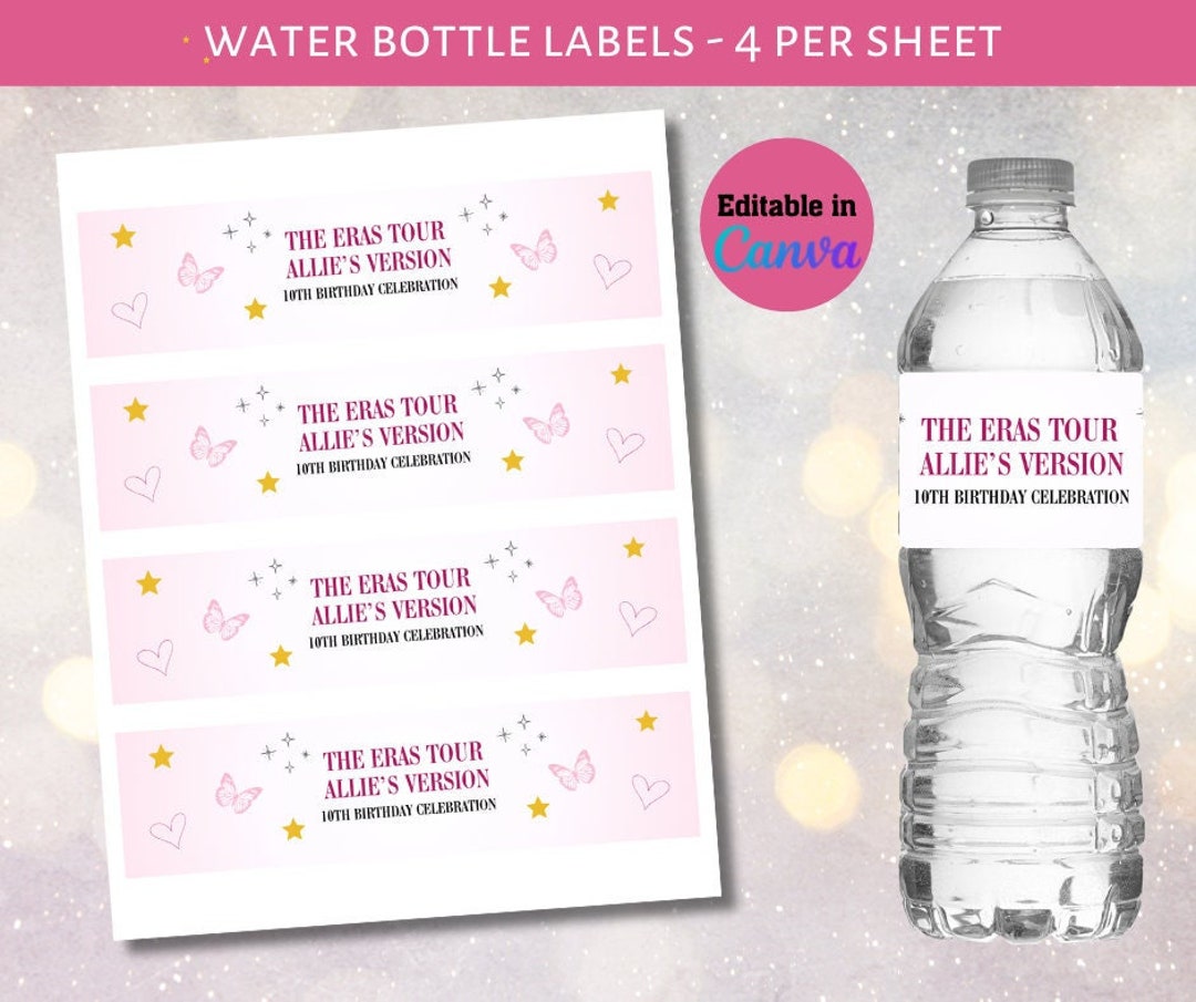 Eras Taylor Birthday Bottle Label Eras Tour Birthday Package Eras ...