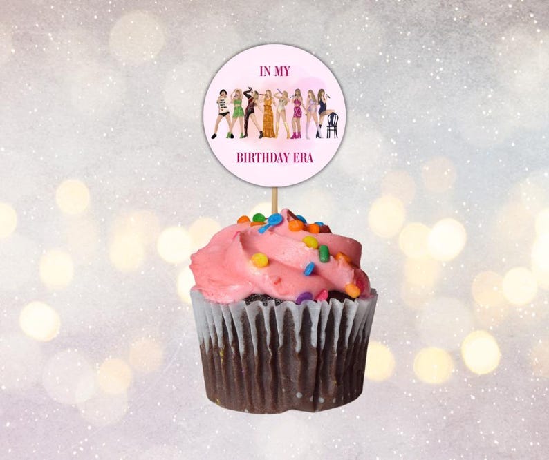 Eras Taylor Birthday Cupcake Toppers | Eras Cupcake Toppers | Digital ...