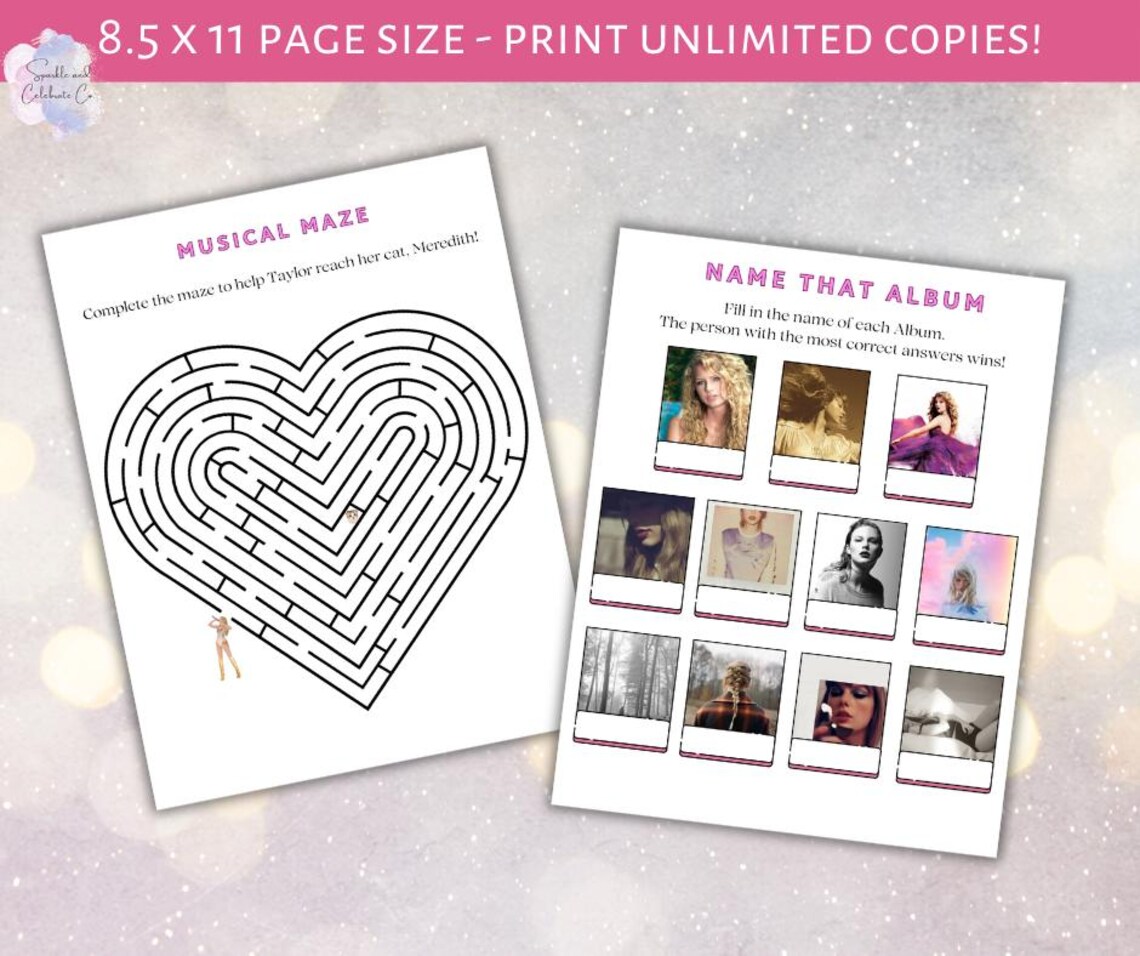 Taylor Party Game Bundle | Taylor Fan Birthday Party Printable ...
