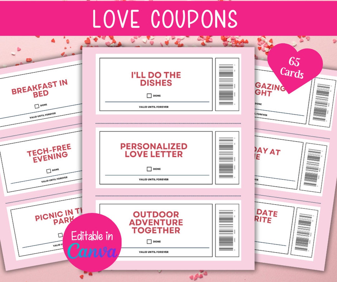 Love Coupon Book, Printable Editable Love Coupons, Couple Gift ...