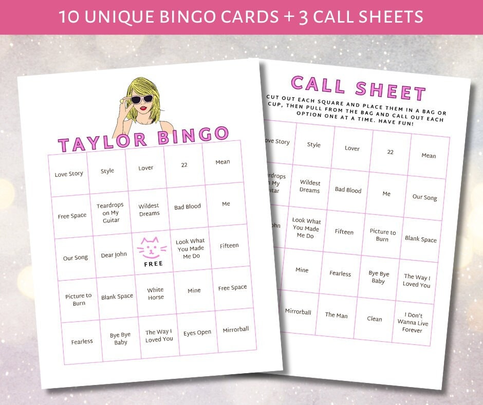 Taylor Bingo Party Game | Birthday Celebration - Instant Download - Etsy