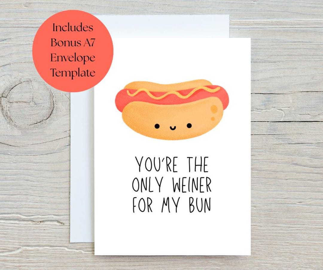 5x7 Funny Weiner and Bun Love Card | Couple Card | Anniversary Card ...