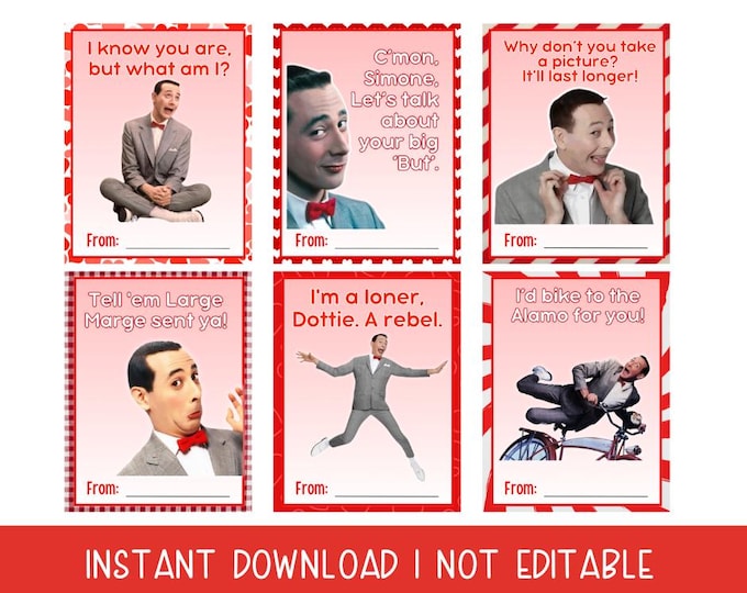 Pee-wee Herman Printable Valentines, Download and Print! - Etsy