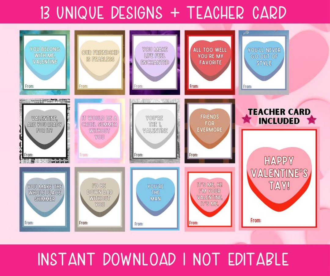 Taylor Conversation Heart Valentine Cards | Valentine's Day Cards ...