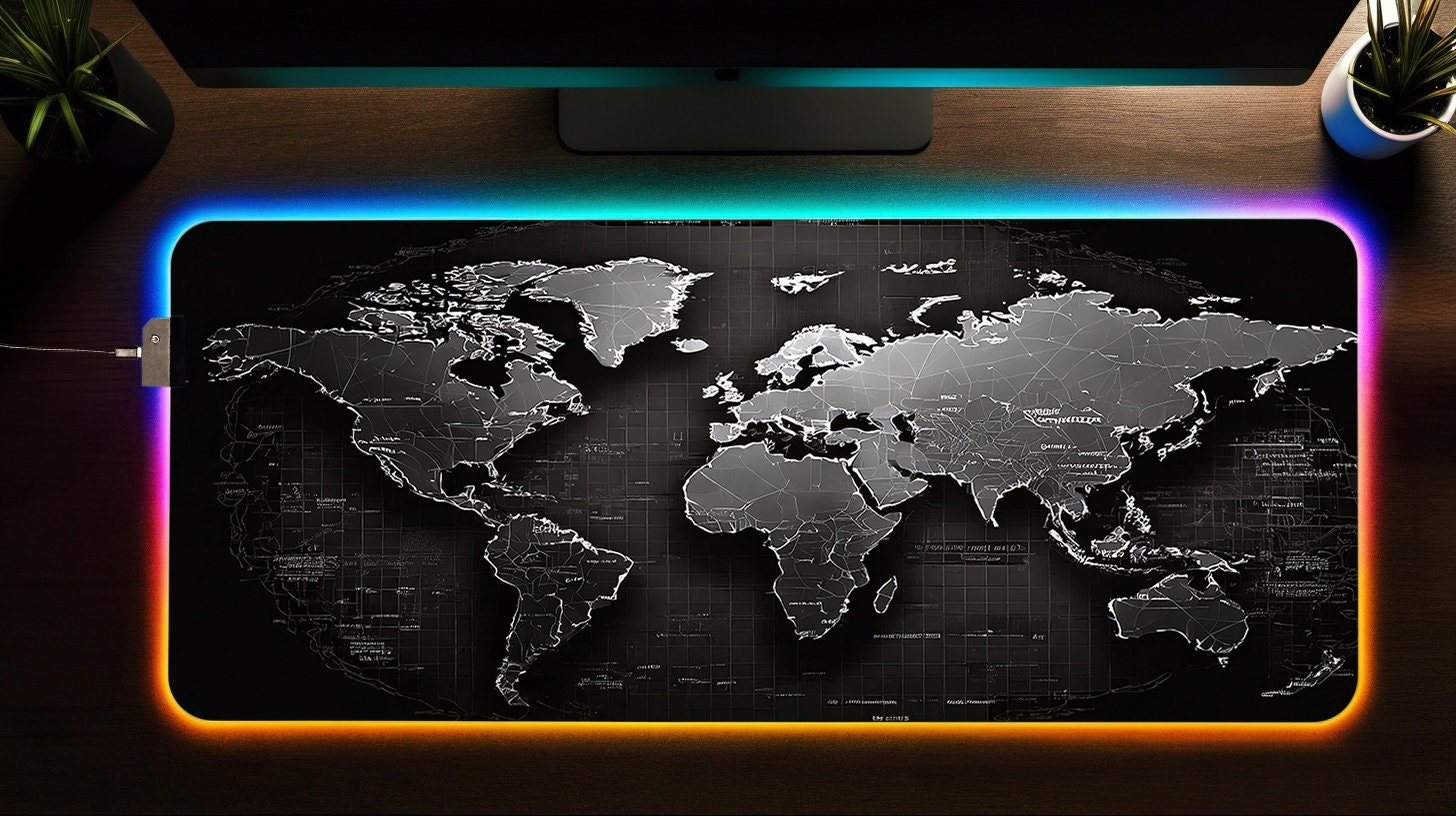 World Map LED Gaming Mouse Pad, Dark World Map, Historical World Map ...