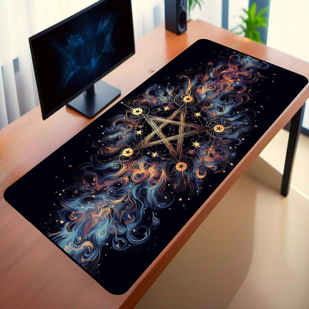 Pentagram LED Gaming Mouse Pad: Colored Smoke Star Desk Mat - Etsy