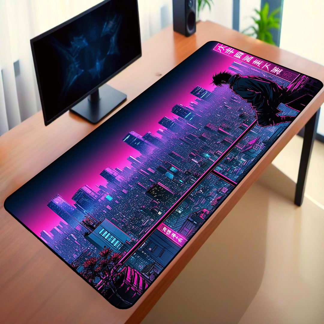 Cyberpunk Japan City Mouse Pad, Anime Aesthetics, XXL, Cute Desk Mat ...