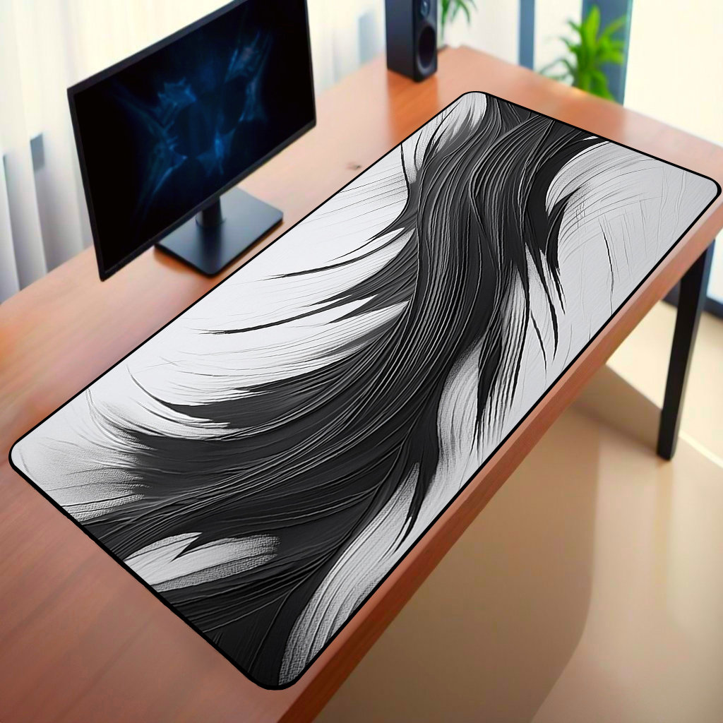 Modern Abstract Black and White Mousepad, Black and White RGB Mouse Pad ...