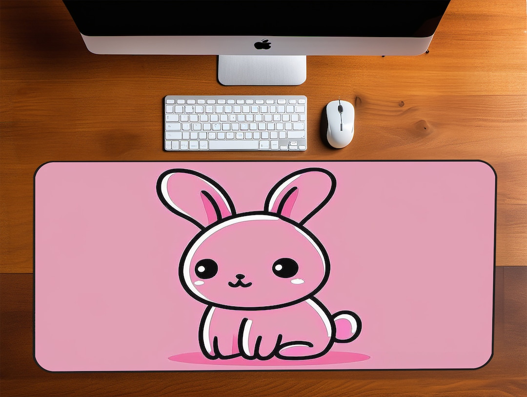 Cute Rabbit Desk Mat, Pink Rabbit Mouse Pad, LED Gaming Mouse Pad, Pink ...