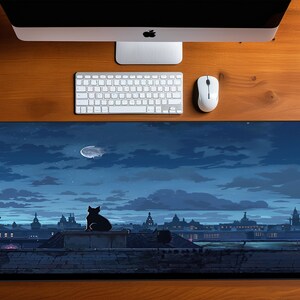 Cute Cat Desk Mat, Dark Colors Mouse Pad, Gift, LED Gaming Mouse Pad ...