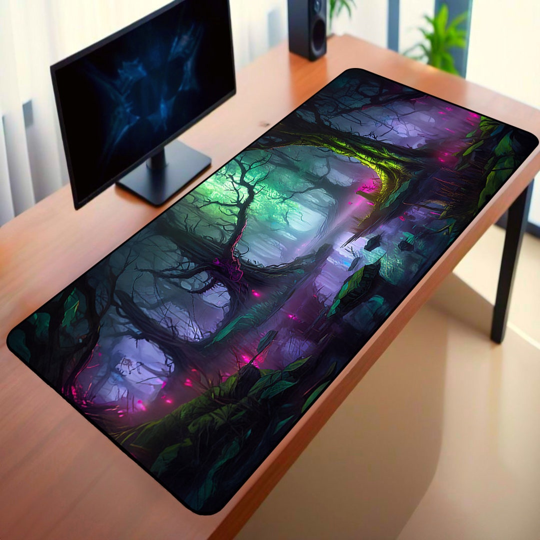 Mystic Forest Mouse Pad, Trippy Desk Mat, Led Gaming Mouse Pad, XXL ...