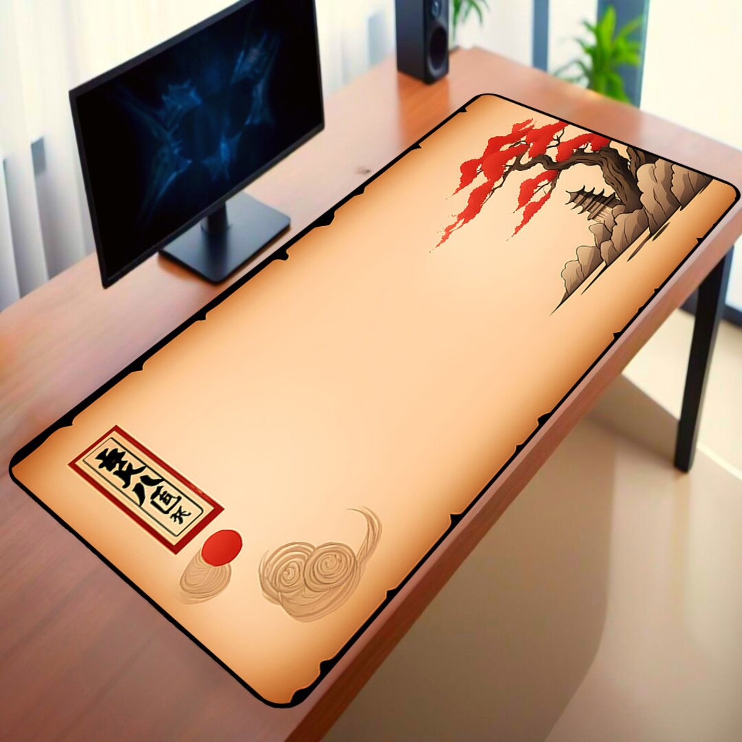 Elegant Japanese Bonsai Tree Mouse Pad, Traditional Calligraphy Design ...