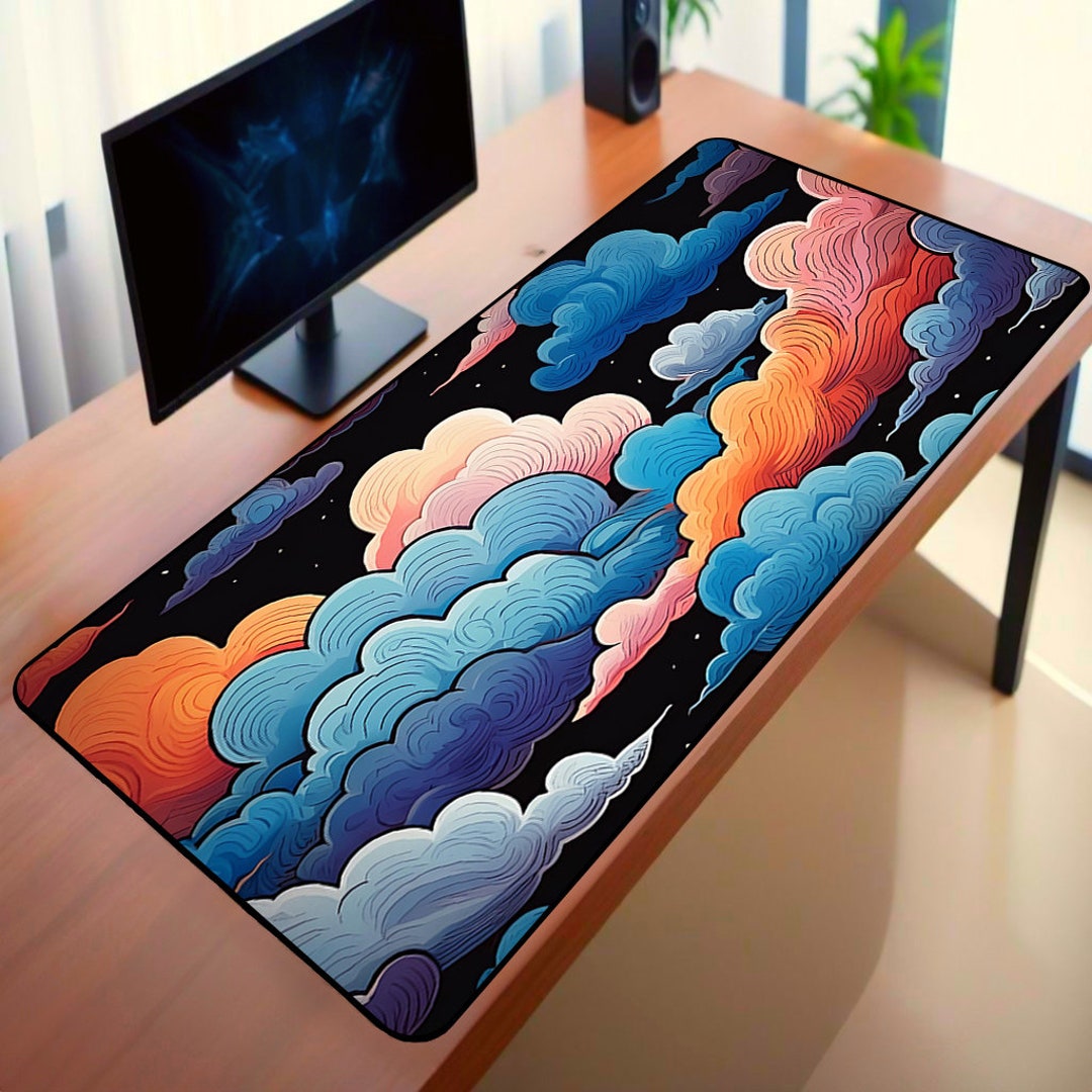 Cute Clouds Desk Mat, Cartoon Clouds LED Gaming Mouse Pad, Pastel ...