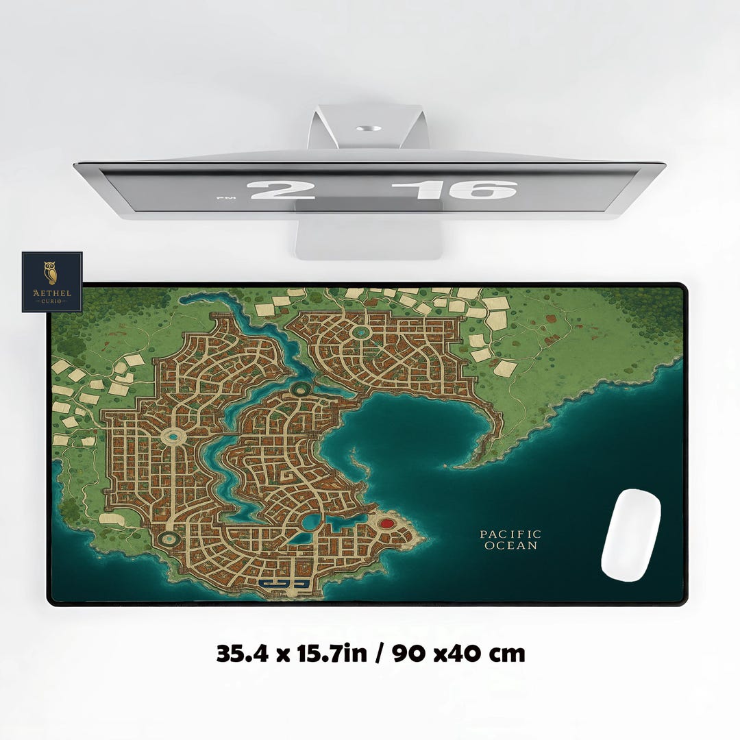 Fantasy World Map Desk Mat | RPG Game Terrain RGB LED Gaming Mouse Pad ...