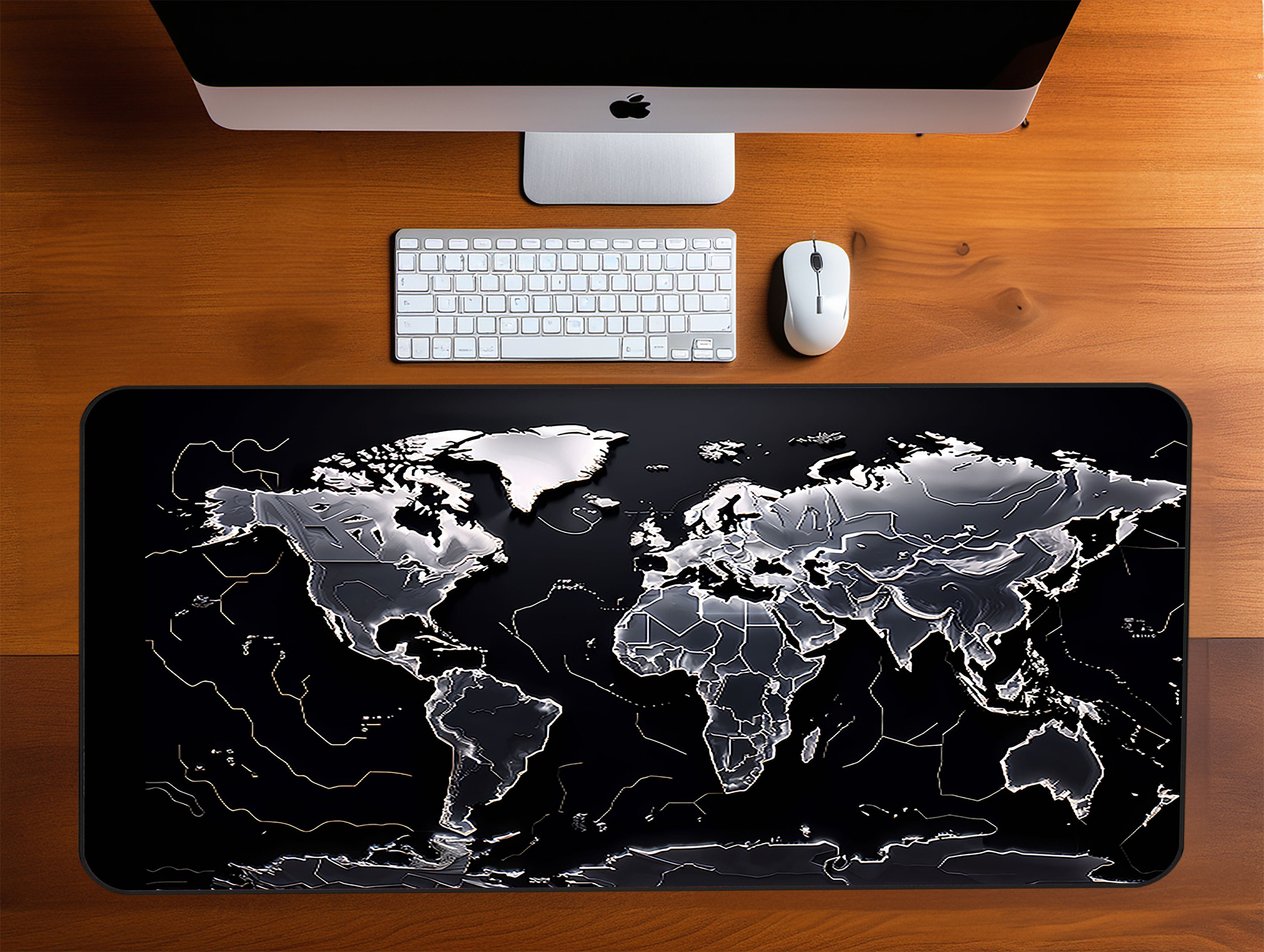 World Map LED Gaming Mousepad, Black and White World Map, Historical ...
