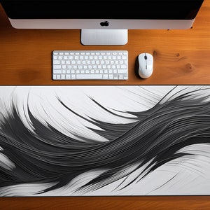 Modern Abstract Black and White Mousepad, Black and White RGB Mouse Pad ...