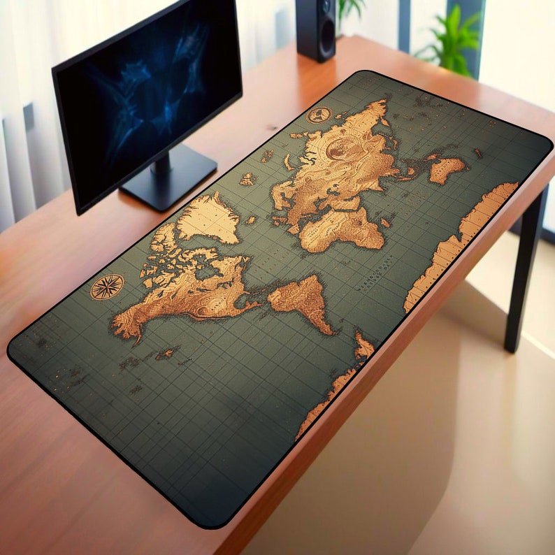 Vintage World Map LED Mouse Pad: XXL Gaming Desk Mat - Etsy