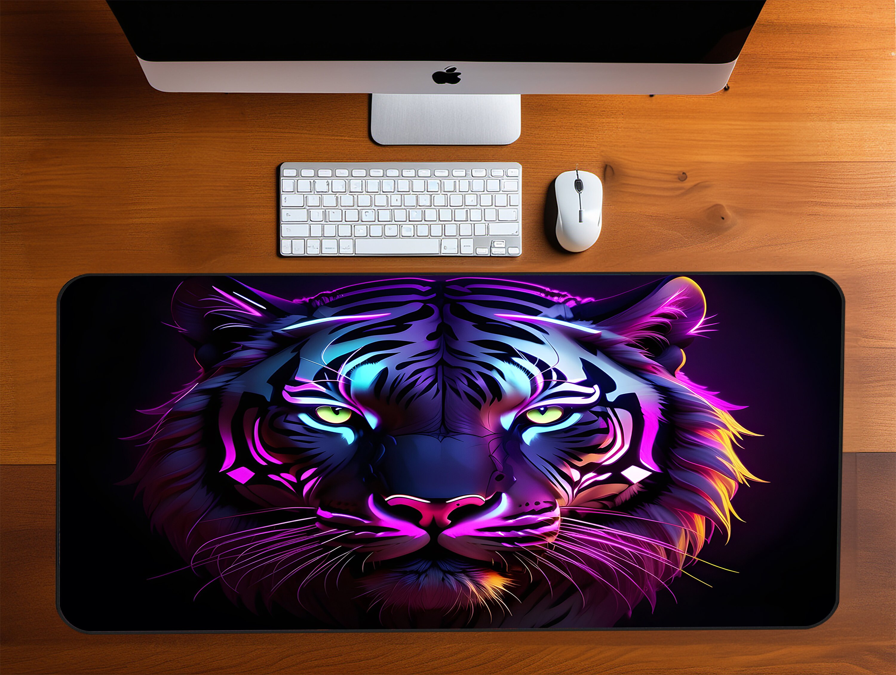 Cyberpunk Tiger Desk Mat, Animal Mouse Pad, Wild Animal Desk Pad, Led ...