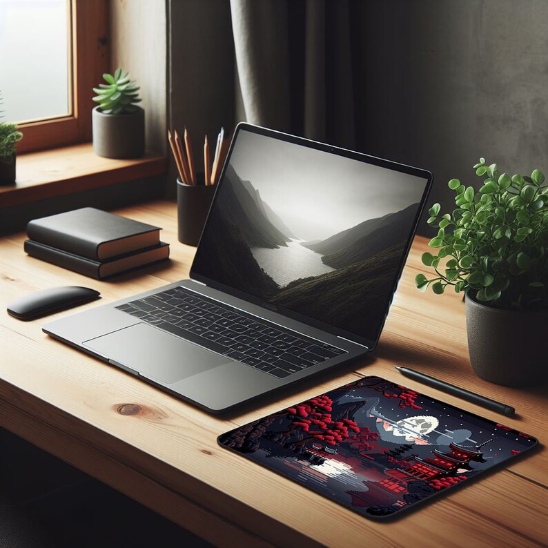 Pixel Art Desk Mat, Japanese Fantasy Led Gaming Mouse Pad, XXL Mouse ...