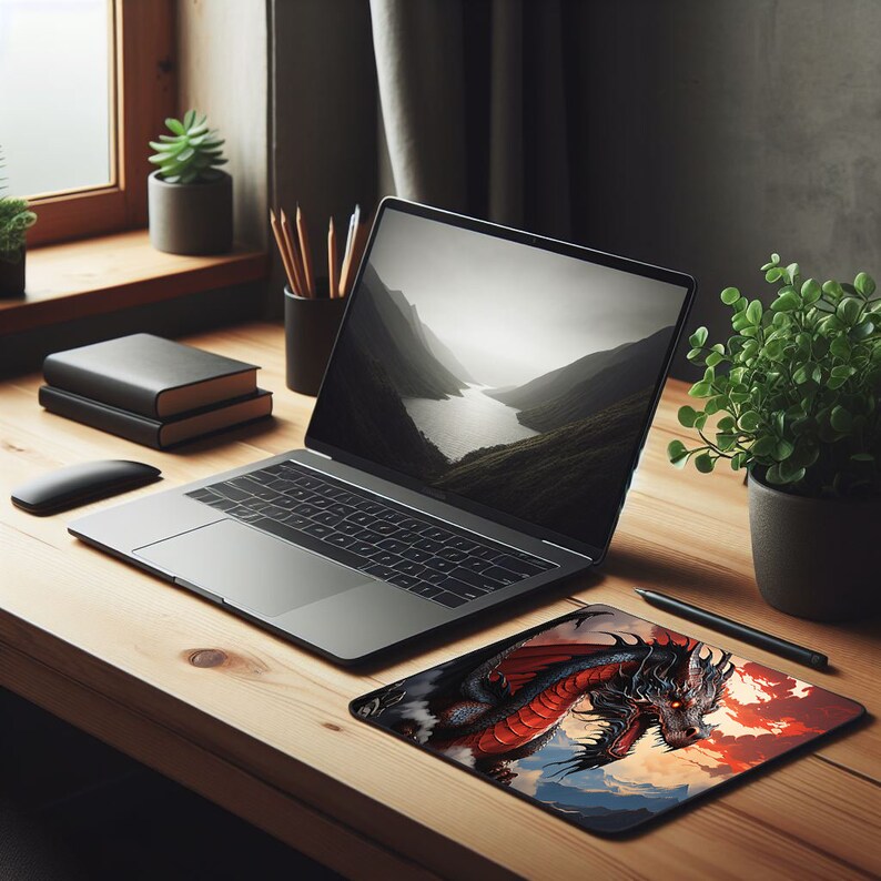 Dragon Desk Mat, Red Dragon Mouse Pad, Gift, Extended Desk Pad, Led ...