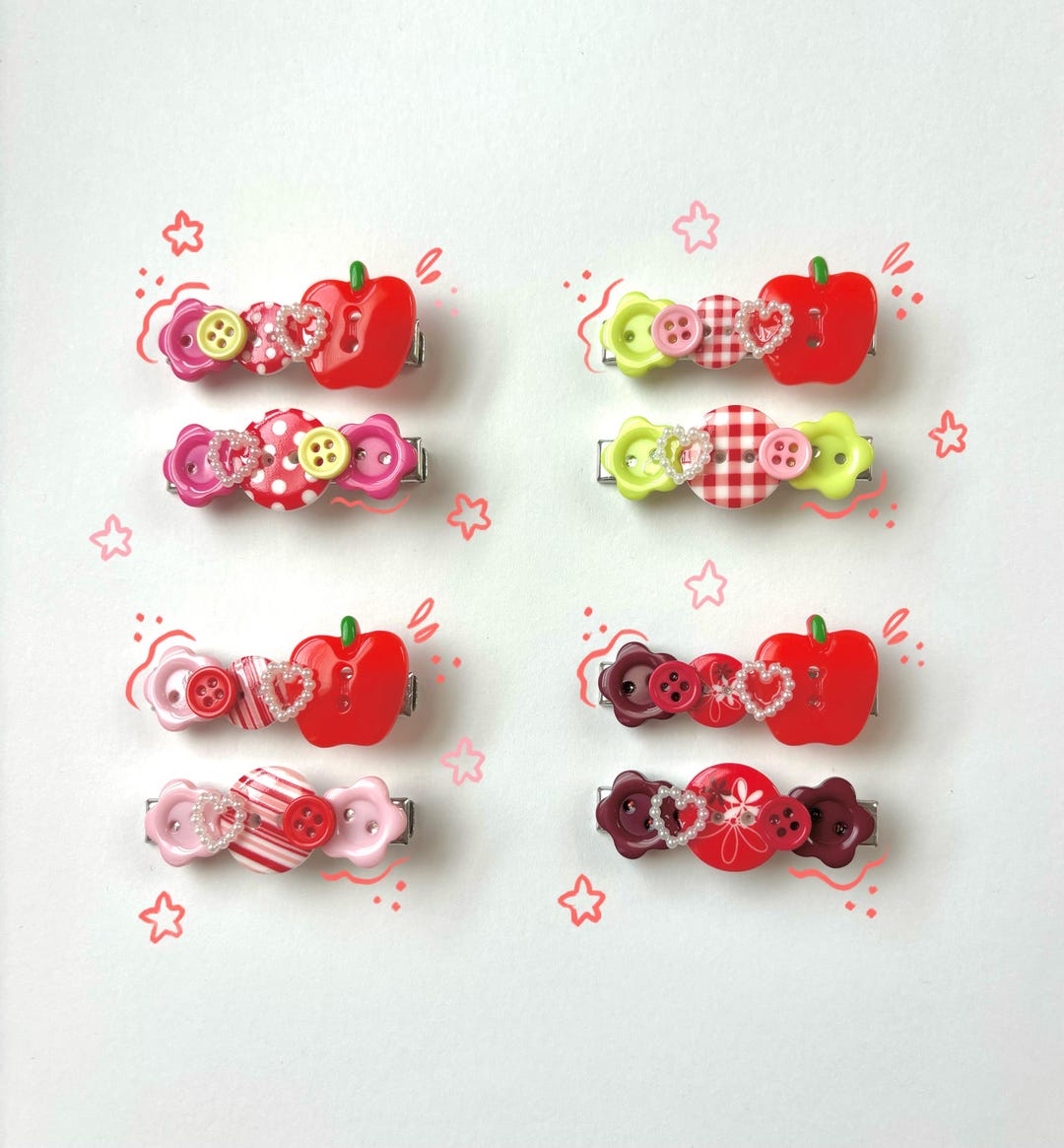 Apple Button Hair Clips | 2pc || Cute Hijab Clips | Cute Hair Clips ...