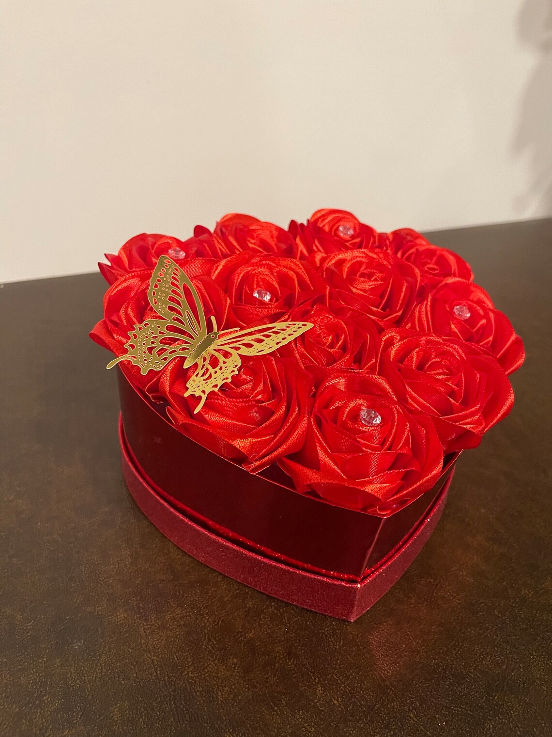 Heart Ribbon Roses Box, Eternal Roses, Valentines Day Gift, Proposal ...