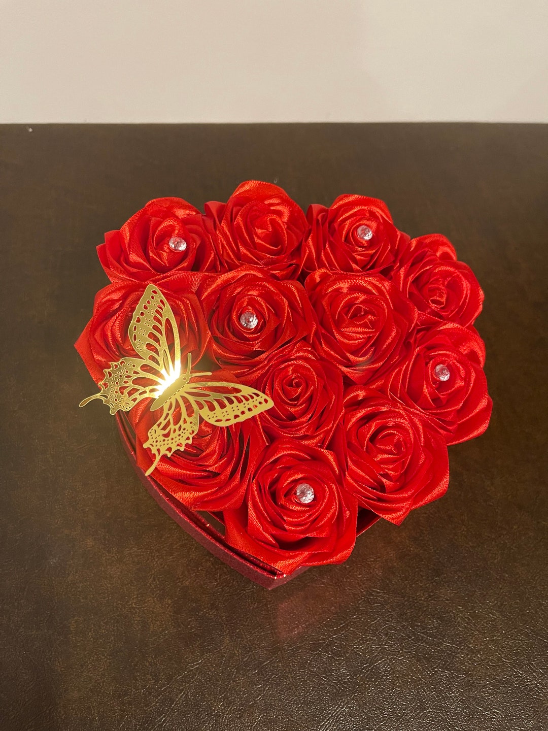 Heart Ribbon Roses Box, Eternal Roses, Valentines Day Gift, Proposal ...