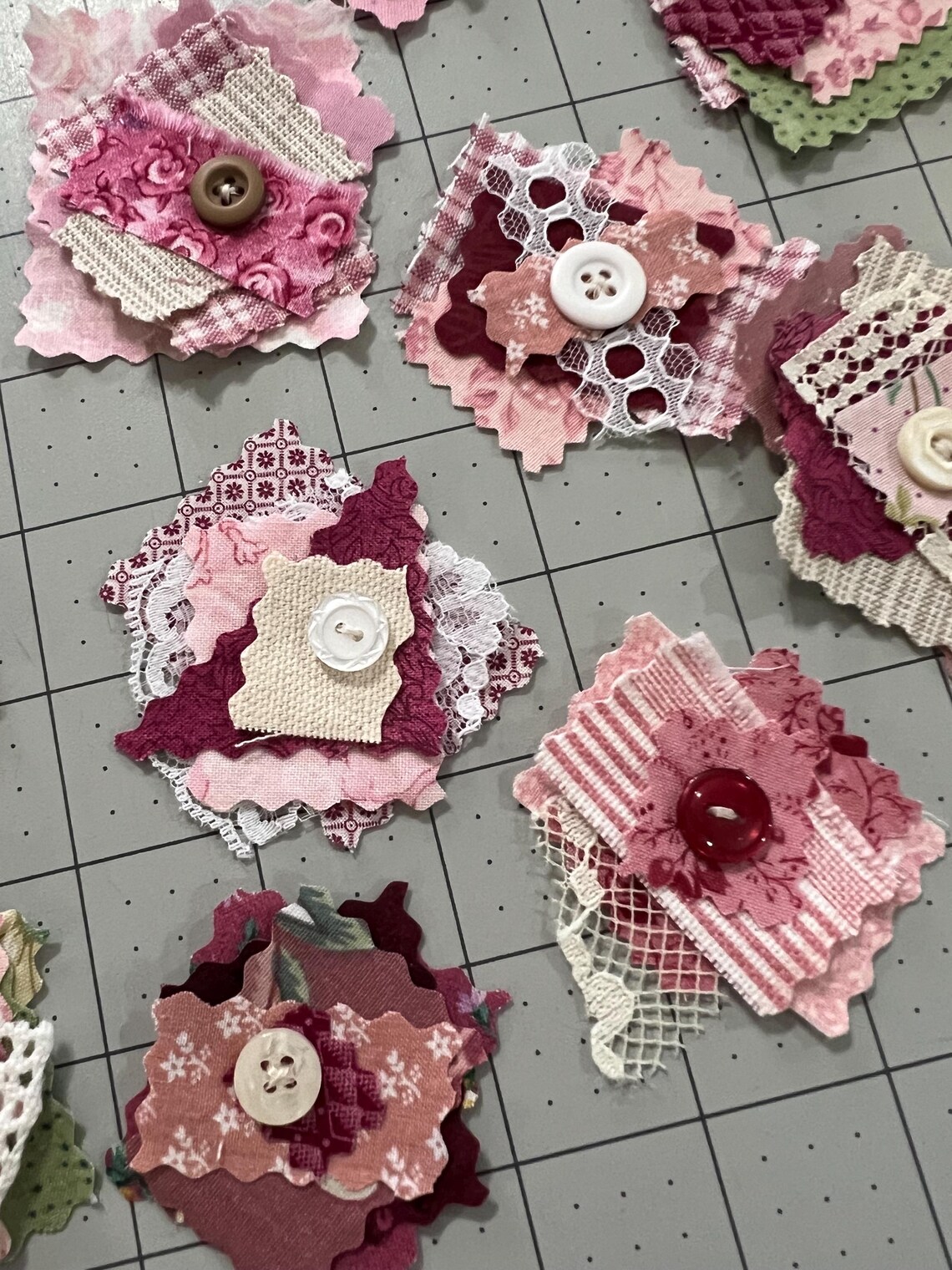 Pink Button Snippet Clusters for Slow Stitch, Junk Journals or Crafts (set of 10) - Etsy