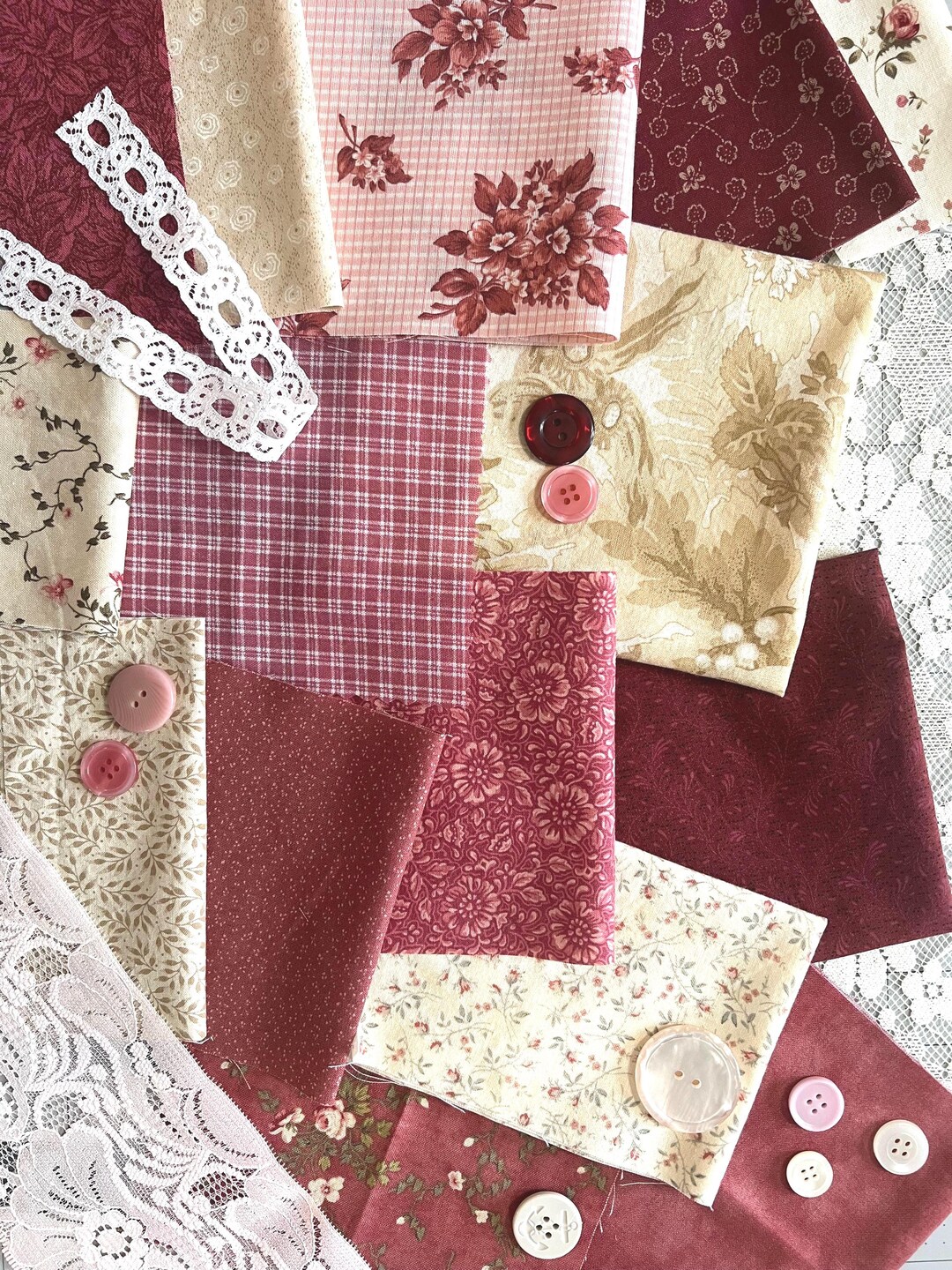 Reclaimed Fabric & Lace Kit in Romatic Reds and Pinks - Slow Stitch ...